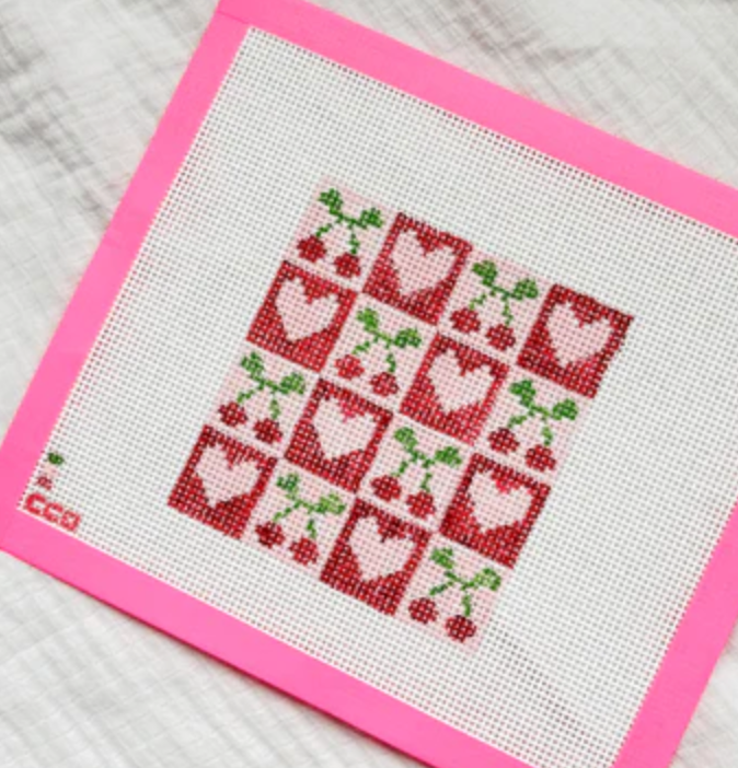 Cherry Checker Board – Rita's needlepoint