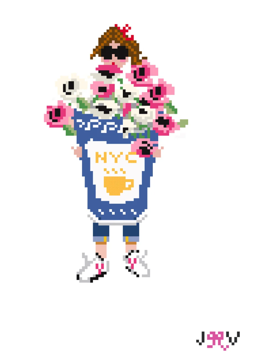 NYC Anthora Cup Girl (printed) – Rita's needlepoint